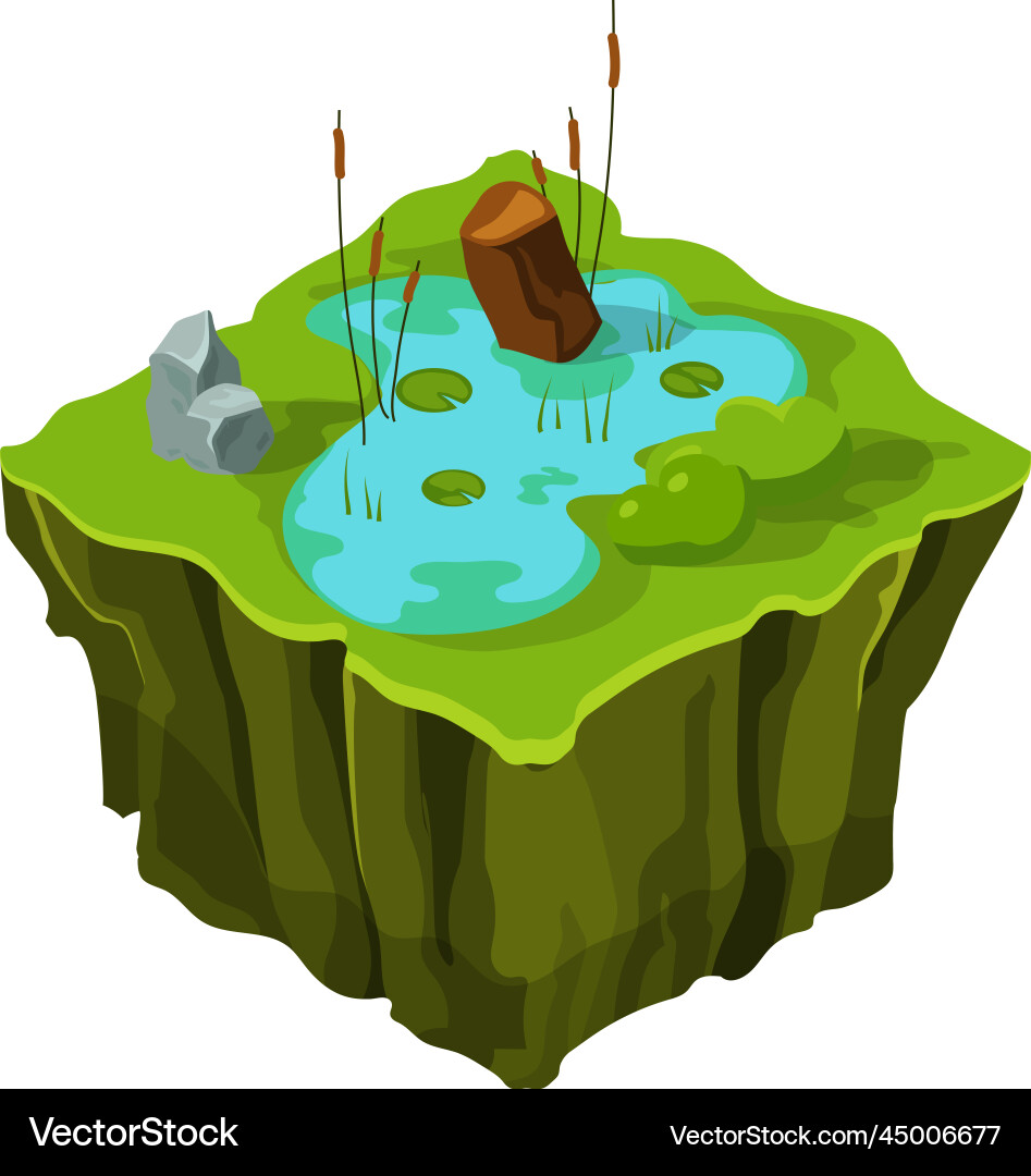 Isometric terrain swamp texture island flying Vector Image