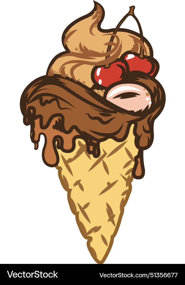 Melting cone ice cream Royalty Free Vector Image