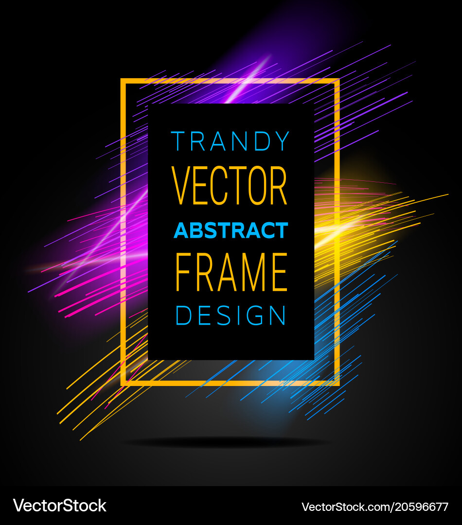 Modern frame with geometric neon glowing Vector Image