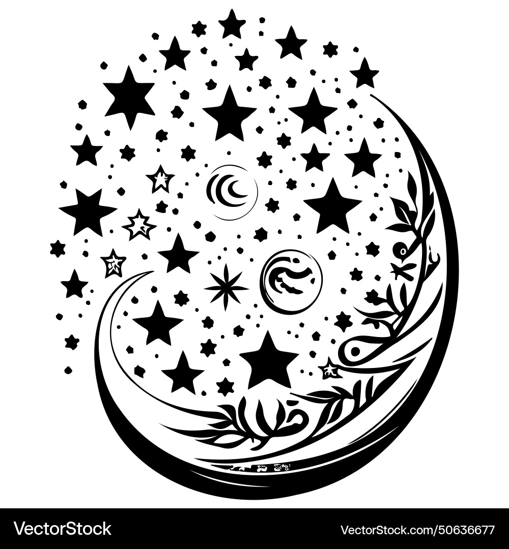 Moon star ramadan arabic islamic sketch hand draw Vector Image