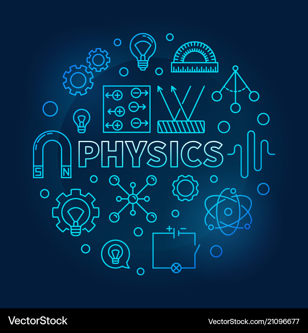 Physics round blue science and education Vector Image