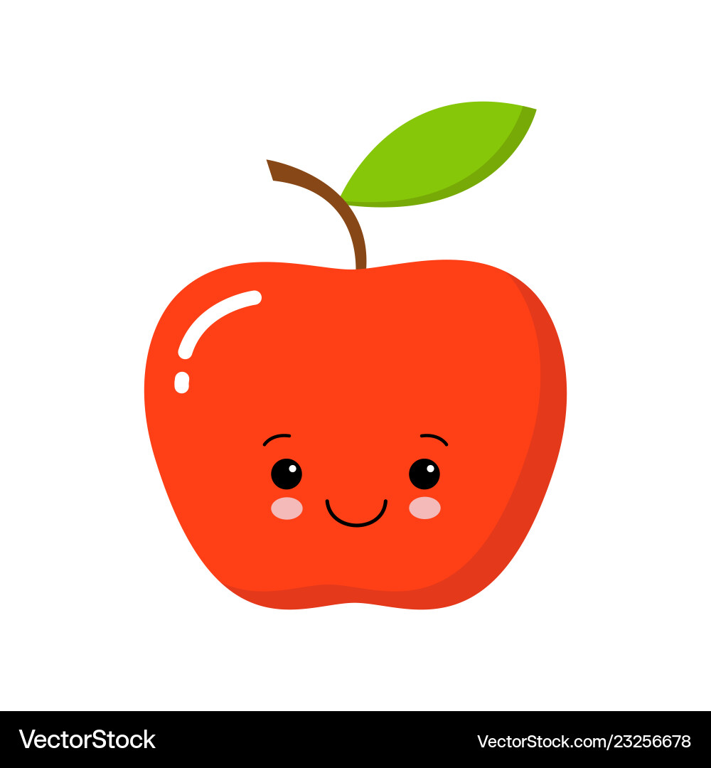 Cute happy apple with eyes and face Royalty Free Vector