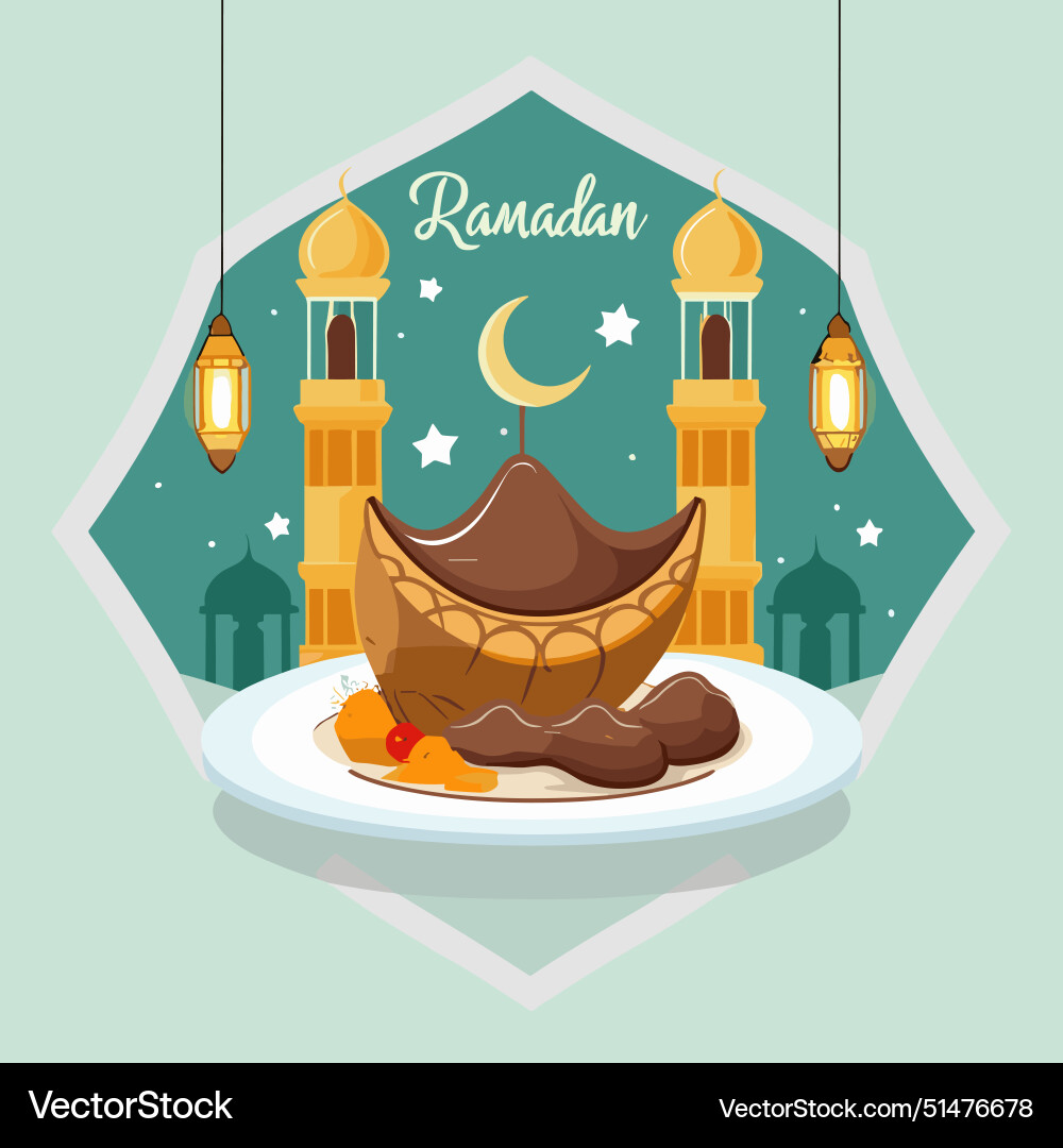 Ramadan concept flat Royalty Free Vector Image