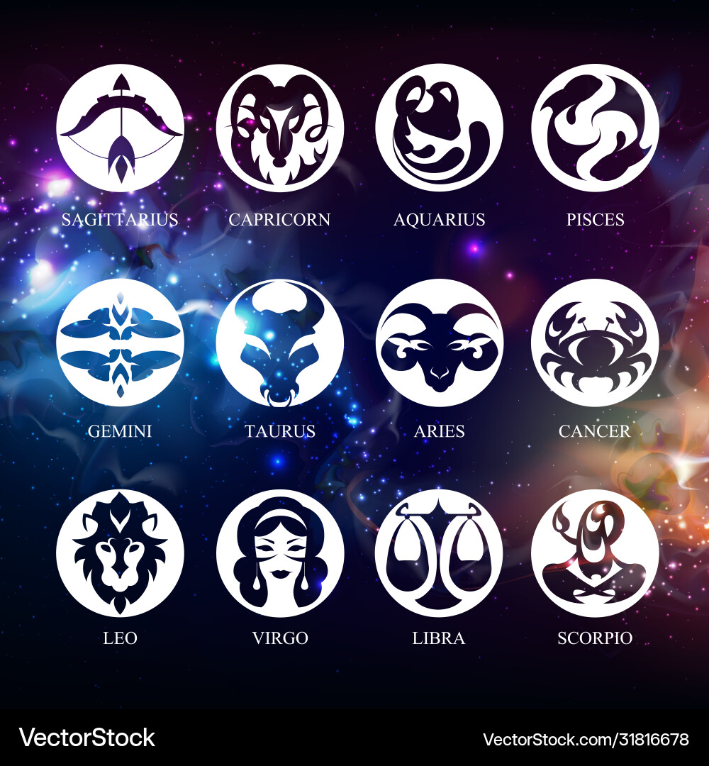 Set astrology zodiac signs on outer space Vector Image