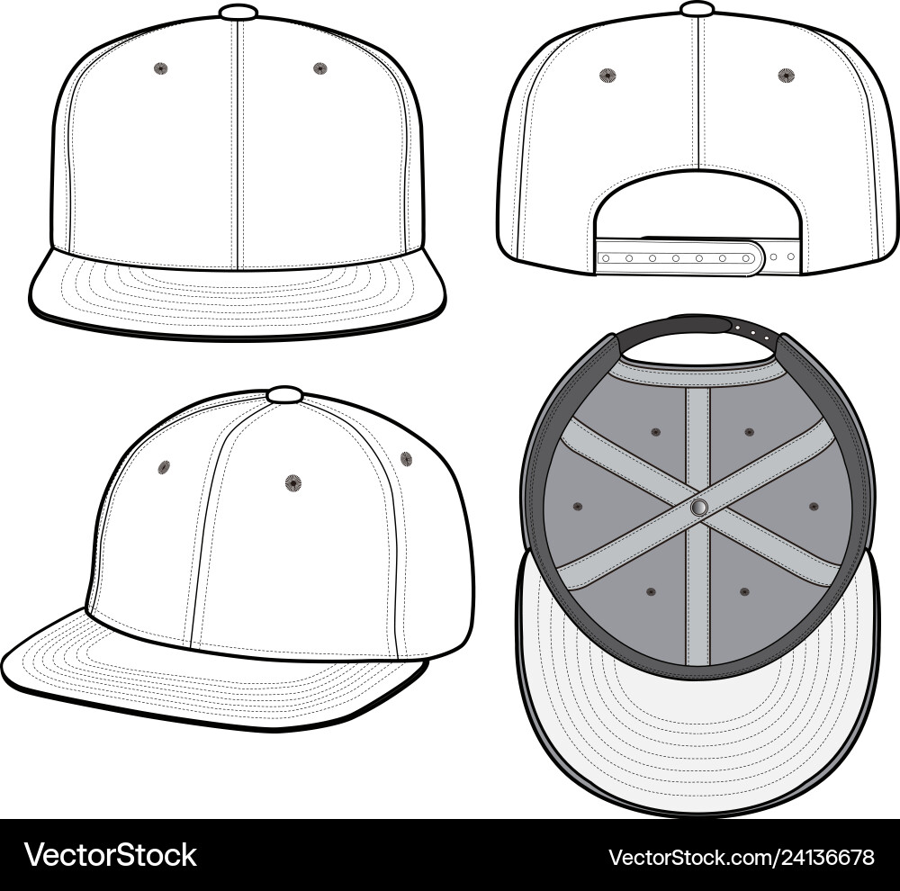Snapback cap fashion flat mockup design Royalty Free Vector