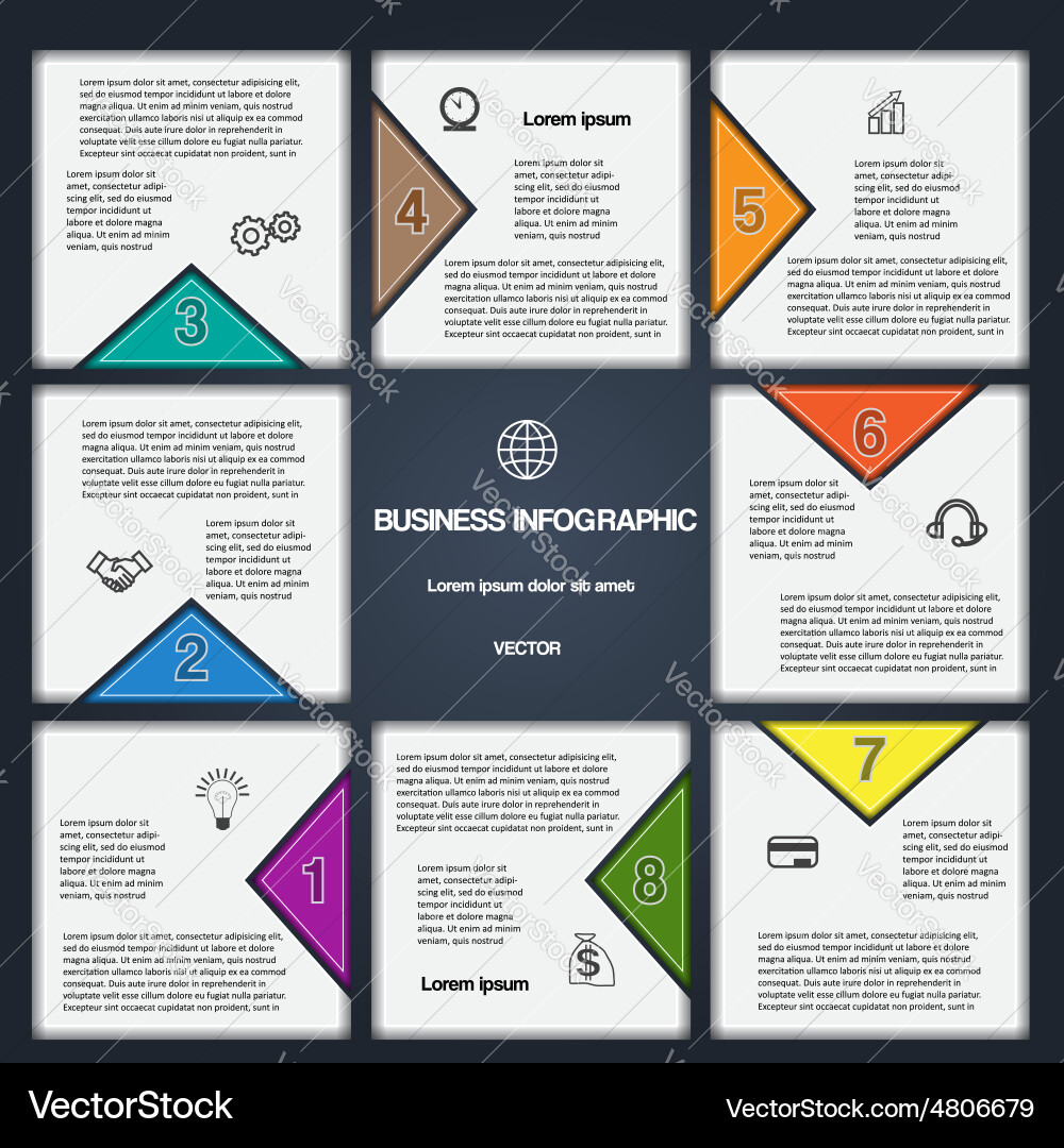 8 options numbered templates for infographic Vector Image