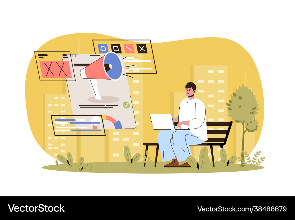 Advertising web character concept ad campaign Vector Image