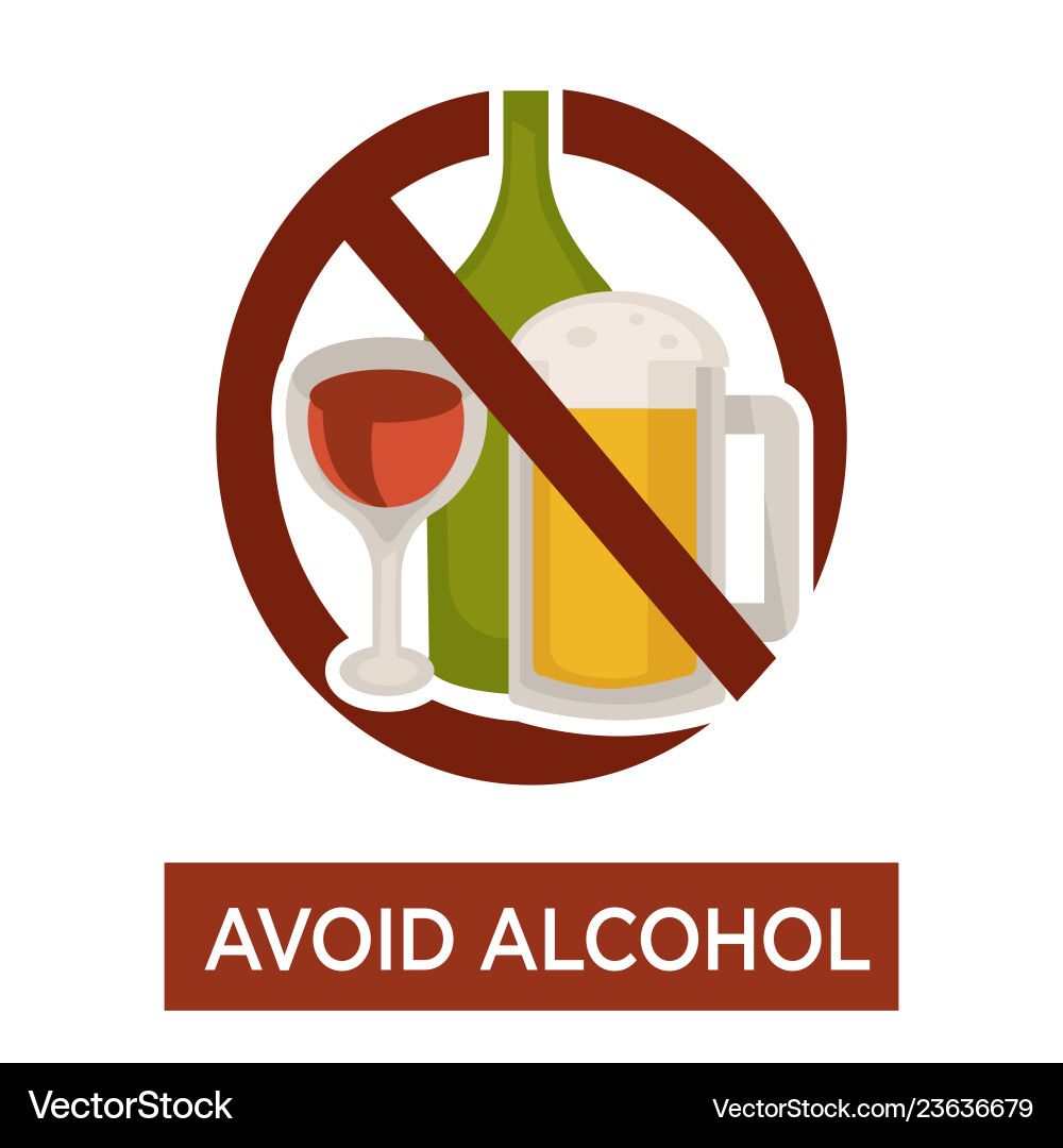 Avoid alcohol warning crossed beer and wine icon Vector Image