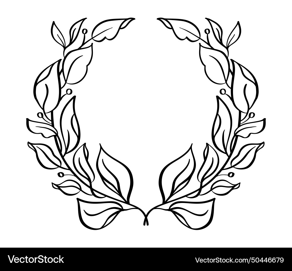 Black hand drawn laurel wreath heraldic frame Vector Image