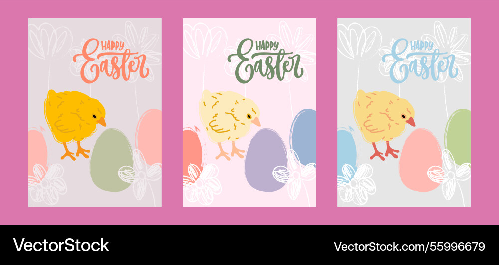 Cute easter a4 designs with chicks Royalty Free Vector Image