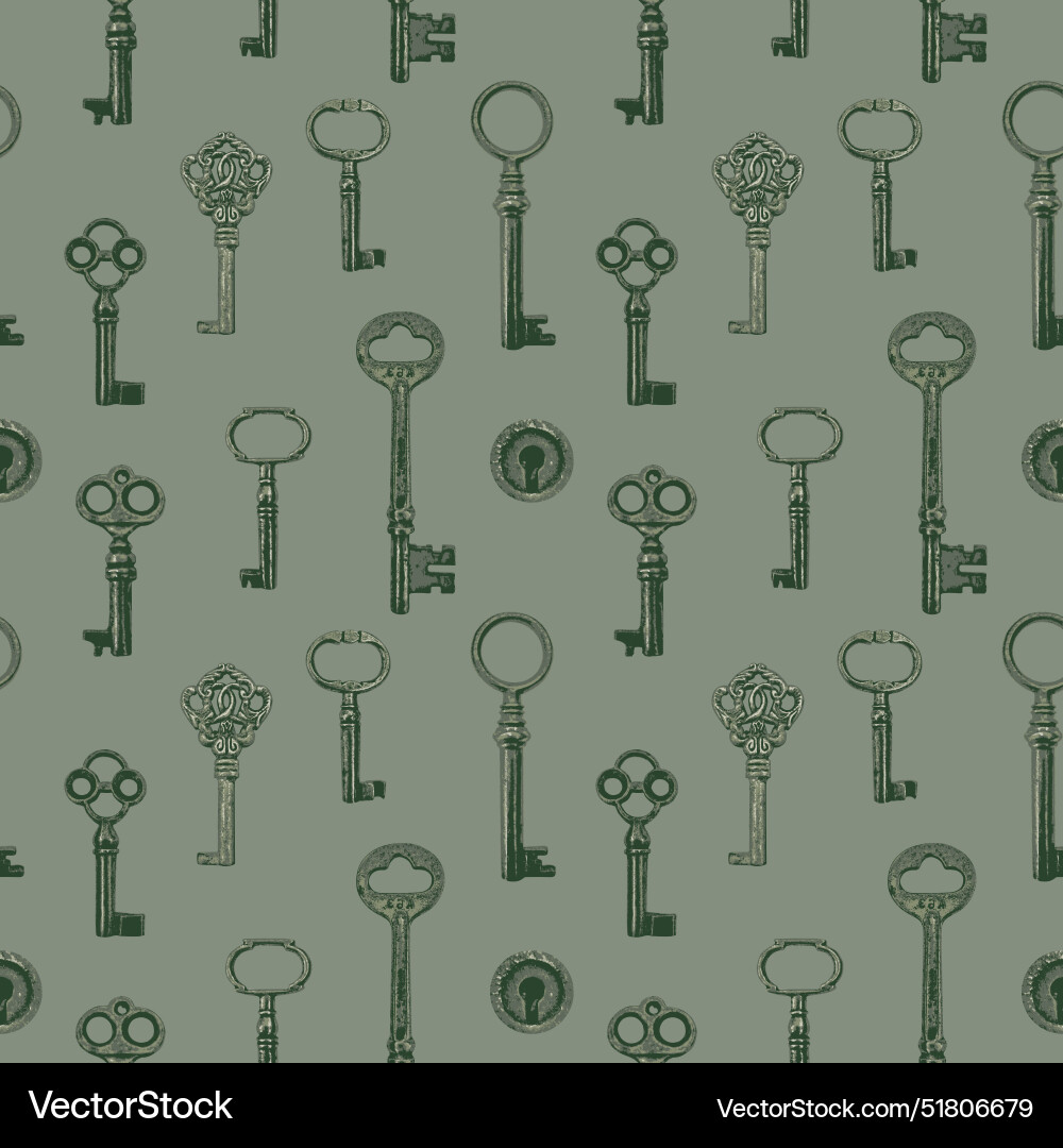 Seamless pattern with old wintage silver keys Vector Image
