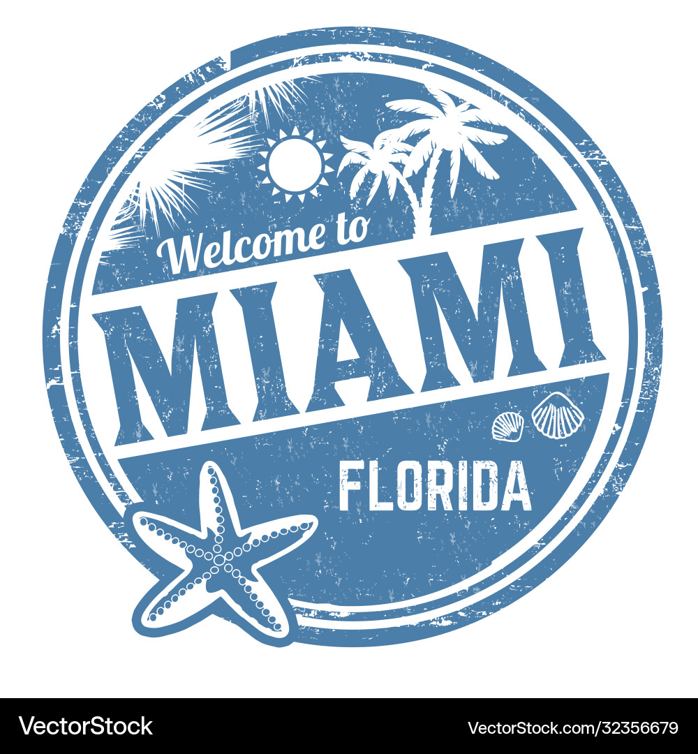 Welcome to miami sign or stamp Royalty Free Vector Image