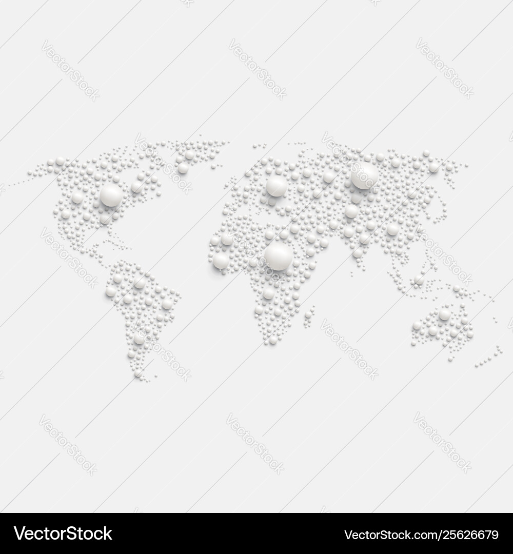 White world map made balls Royalty Free Vector Image
