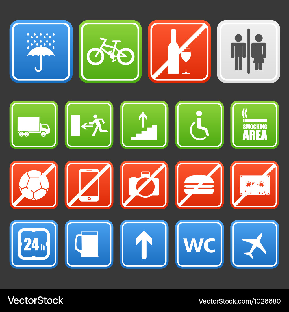 Different color service signs collection Vector Image