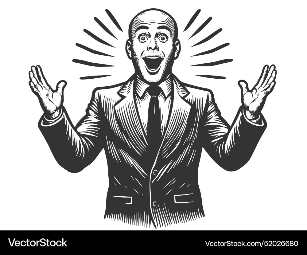 Excited bald businessman Royalty Free Vector Image