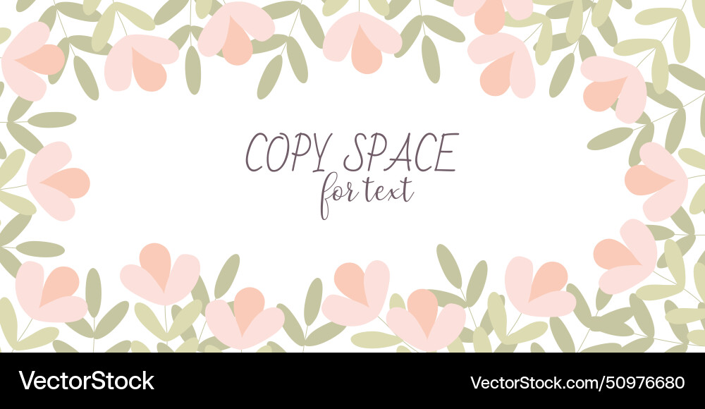 Flat floral frame spring template with space Vector Image
