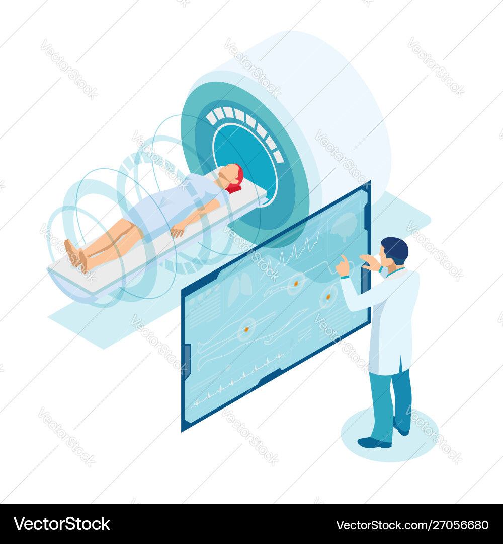 Isometric magnetic resonance therapy dctor Vector Image
