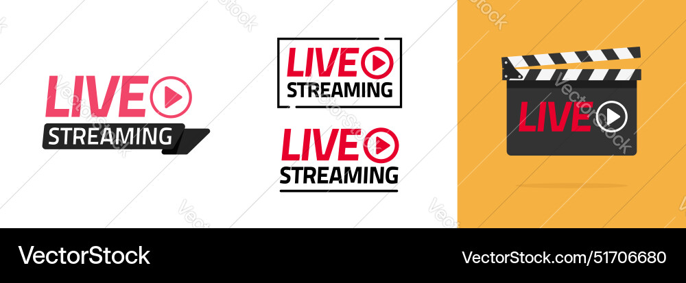 Live streaming webinar icon logo graphic set Vector Image