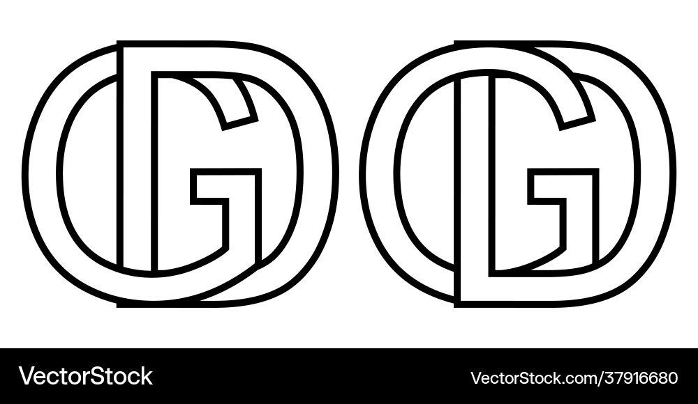 Logo sign gd and dg icon interlaced letters d Vector Image