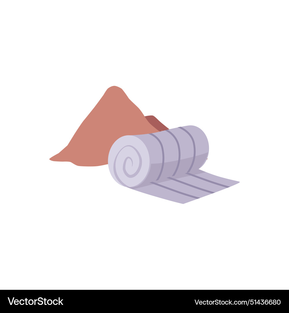 Sand pile and covering material roll flat Vector Image