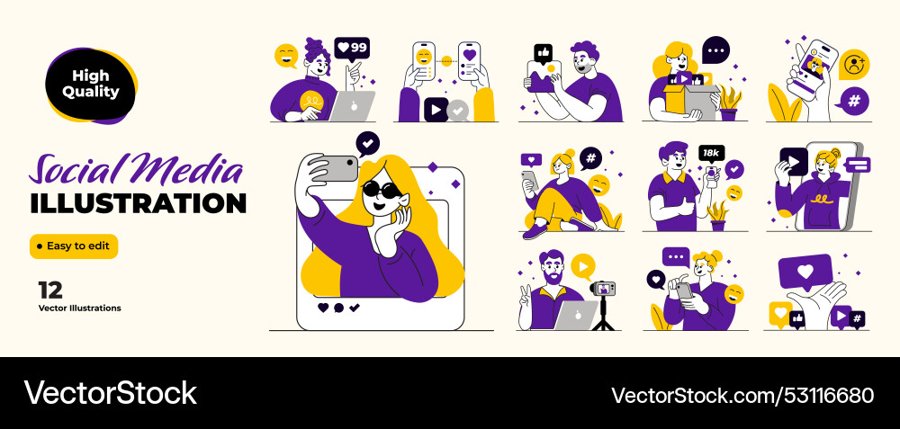 Social Media Characters Royalty Free Vector Image