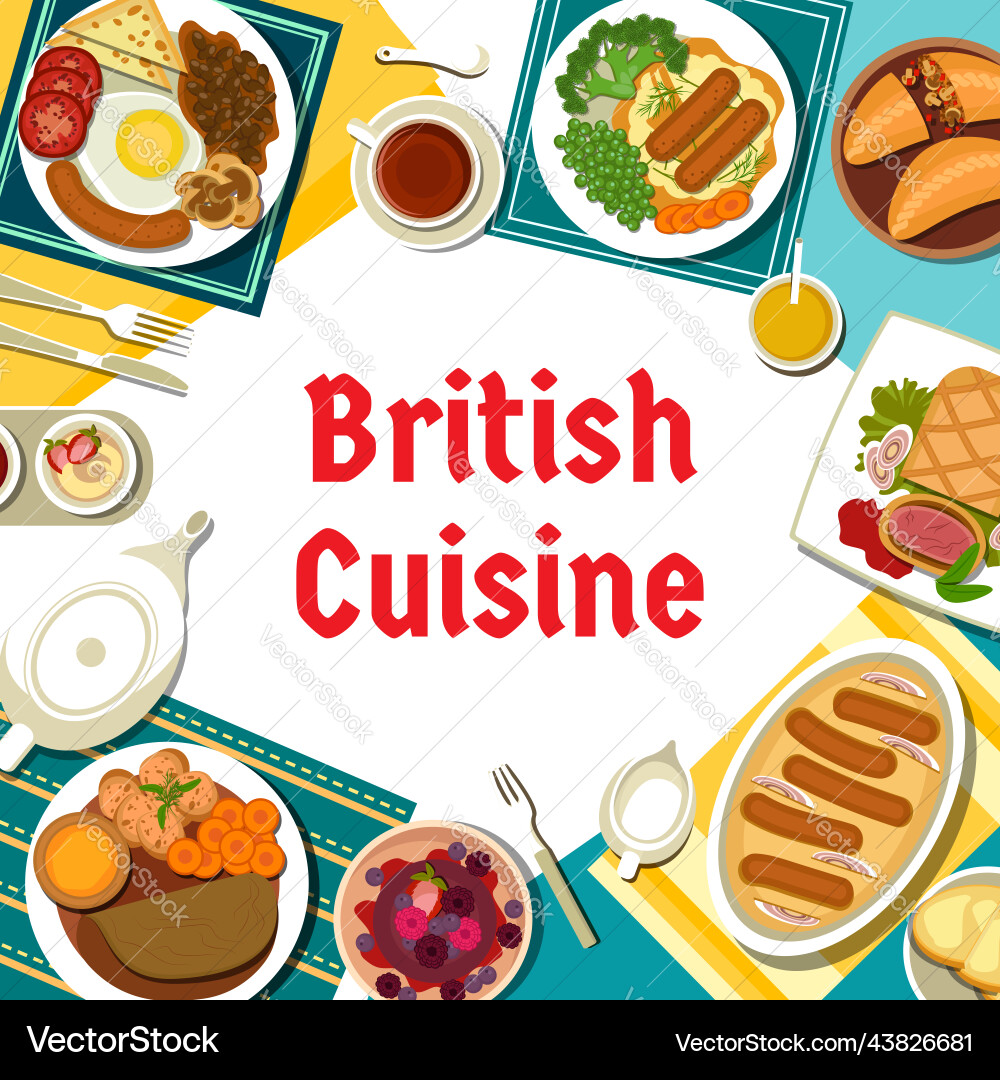 British food restaurant menu cover template Vector Image