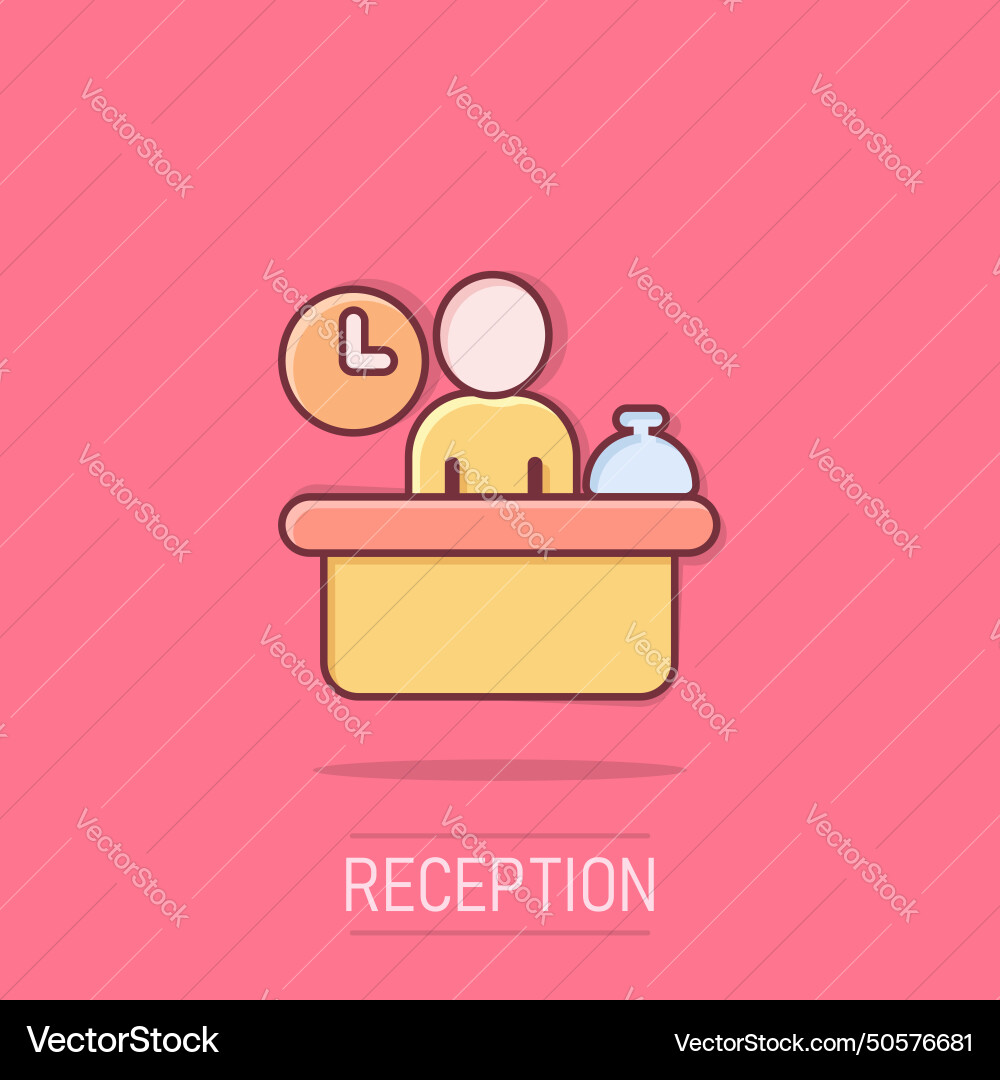 Check in reception icon comic style booking Vector Image