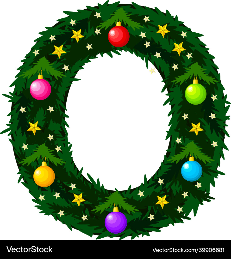 Christmas Tree Letter O Font Royalty Free Vector Image