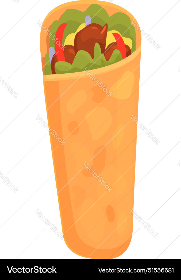 Delicious chicken shawarma wrap with fresh Vector Image
