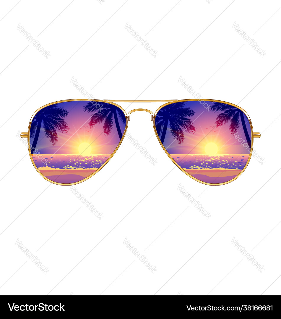 Golden Sunset Aviator Sunglasses Royalty Free Vector Image