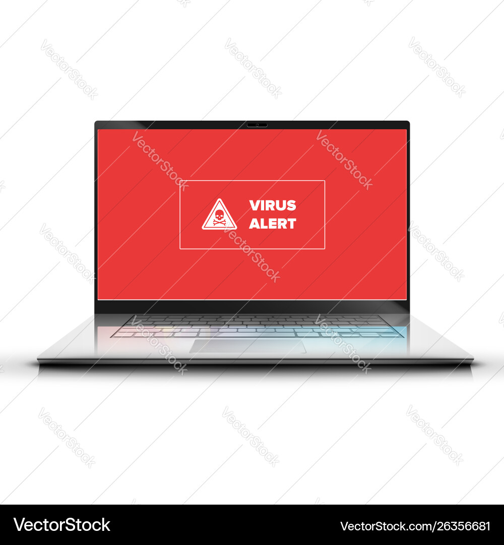 High-detailed computer with virus alert Royalty Free Vector