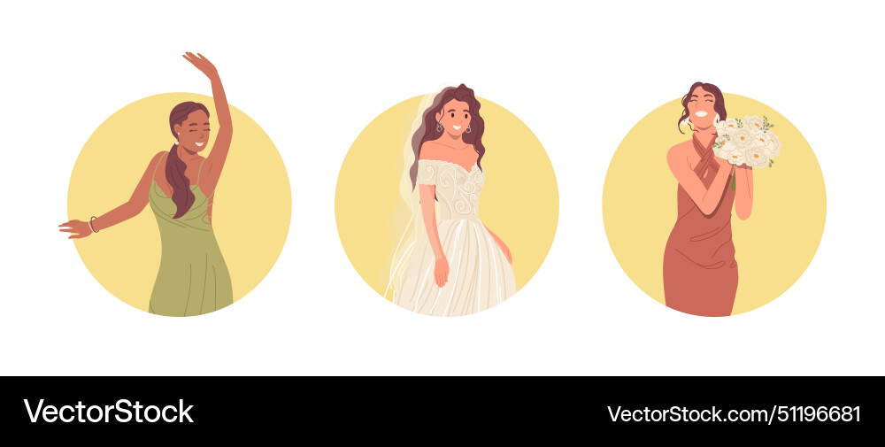 Isolated round composition for hen party Vector Image