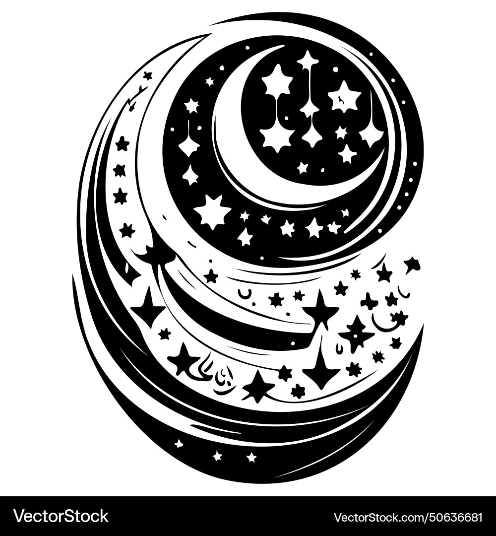 Moon star ramadan arabic islamic sketch hand draw Vector Image