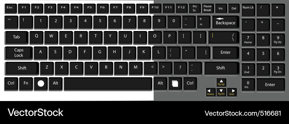 Real keyboard laptop computer format Royalty Free Vector