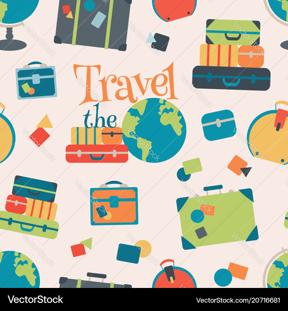 World travel seamless pattern background Vector Image