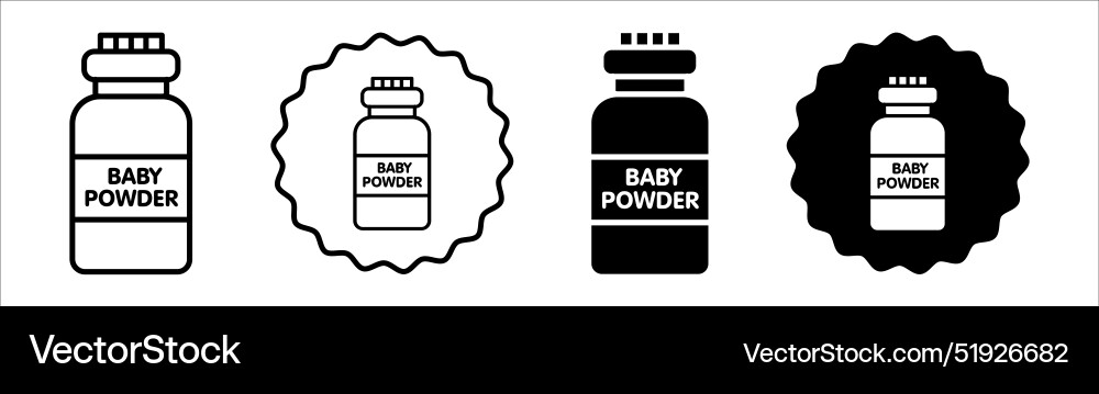 Baby powder icon symbol set collection Royalty Free Vector