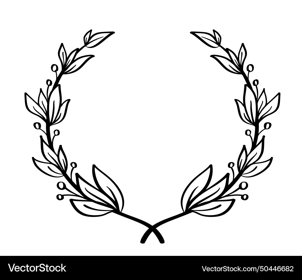 Black hand drawn laurel wreath vintage frame Vector Image