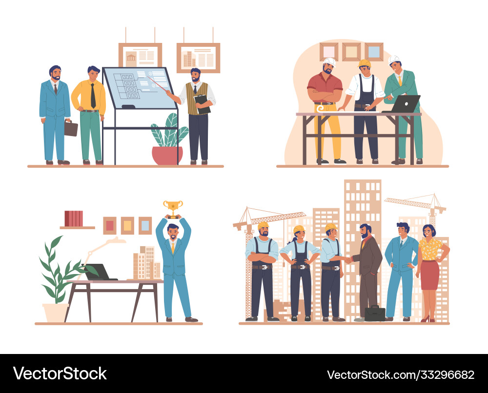 Construction engineers architects builder Vector Image