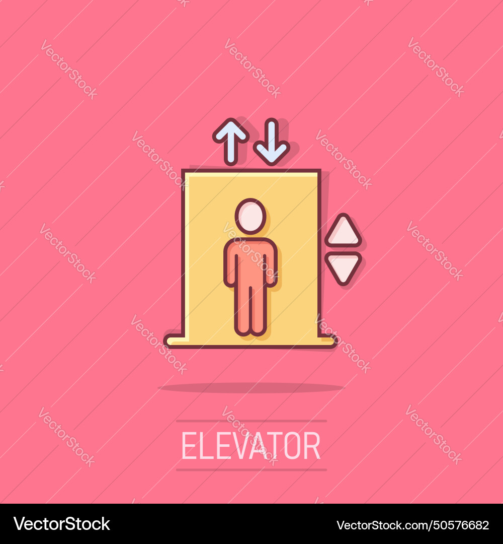 Elevator icon in comic style lift cartoon Vector Image