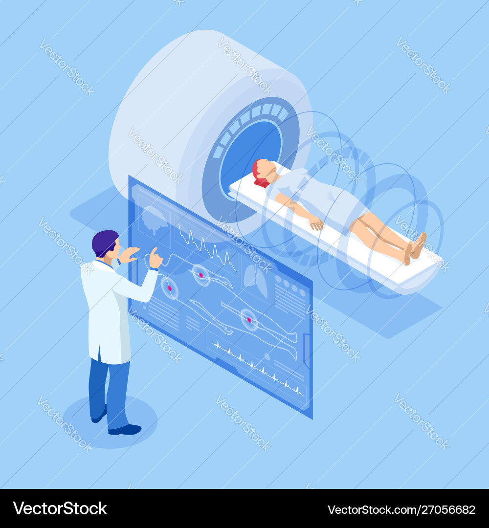 Isometric magnetic resonance therapy dctor Vector Image