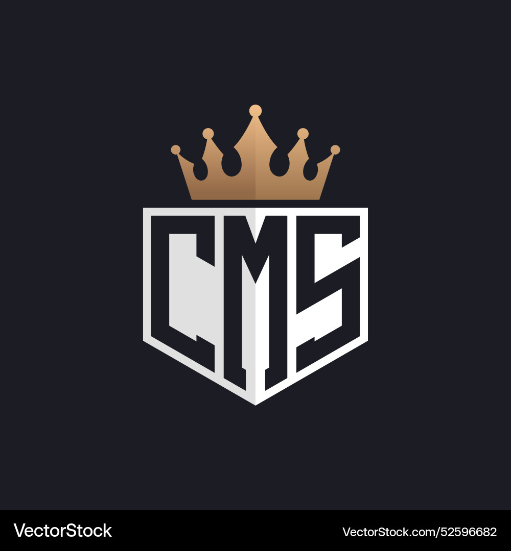 Luxury cms logo with crown elegant initials Vector Image