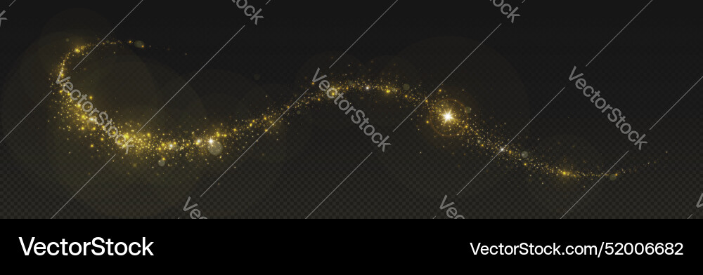 Magic gold dust trail with star shaped sparkles Vector Image