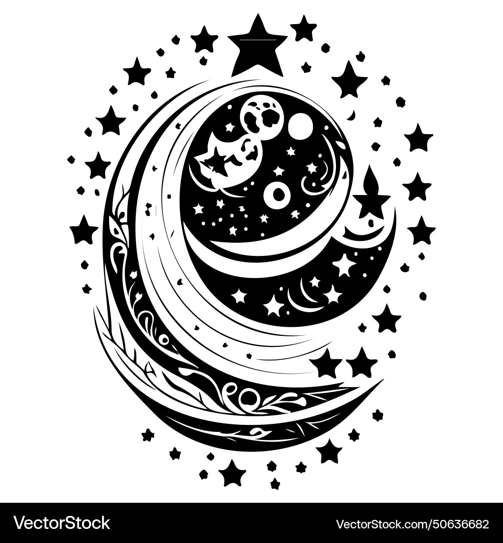 Moon star ramadan arabic islamic sketch hand draw Vector Image