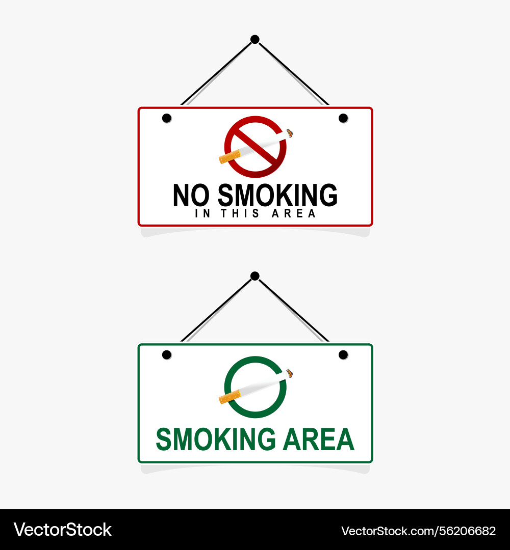 No smoking and smoking area labels Royalty Free Vector Image