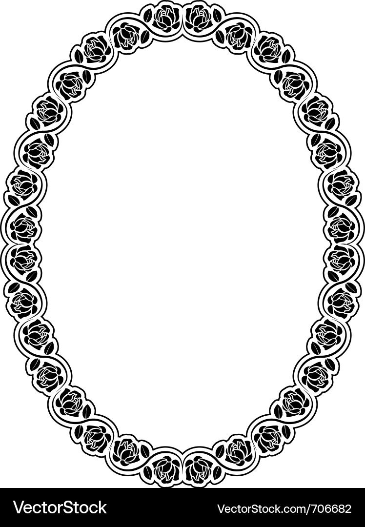 Oval frame with roses Royalty Free Vector Image