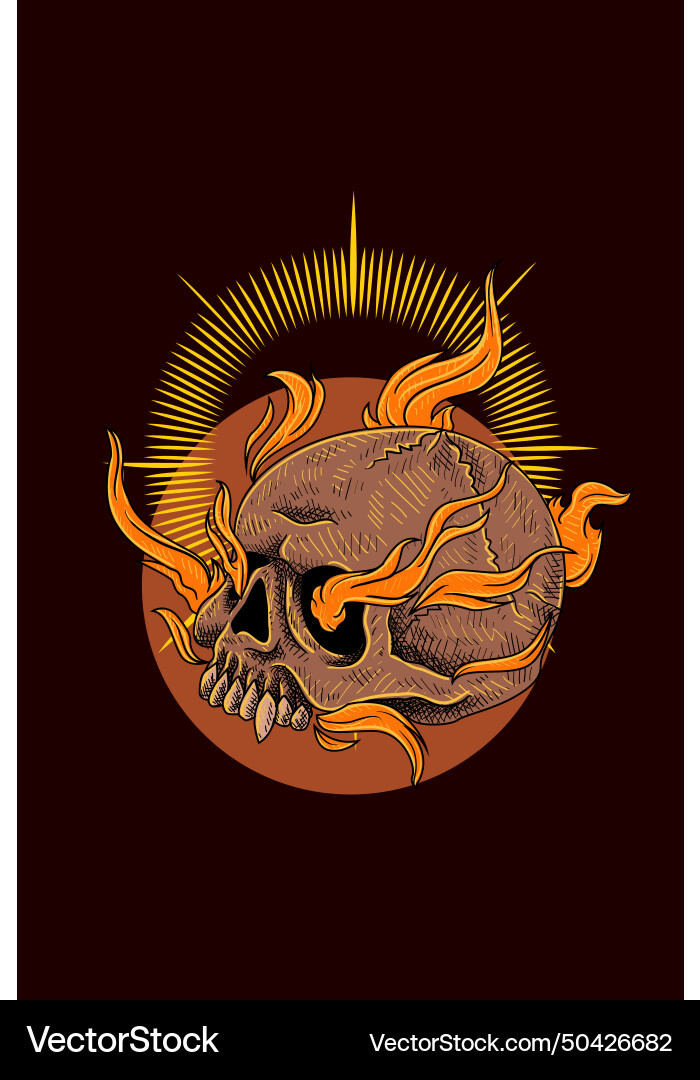 Skull with fire Royalty Free Vector Image - VectorStock