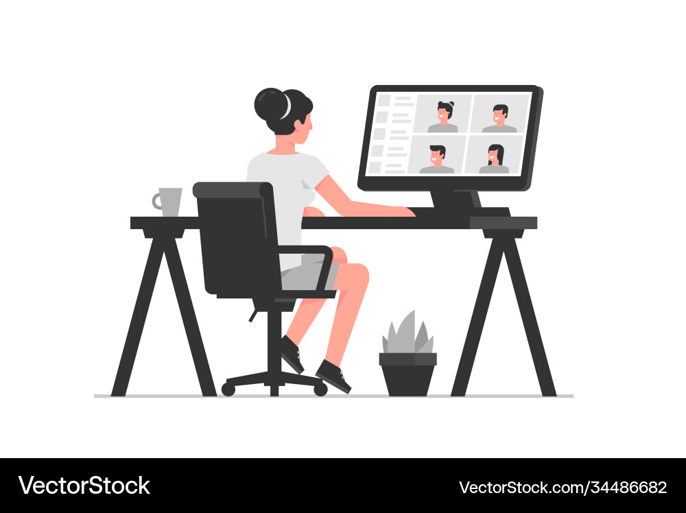 Woman working at home Royalty Free Vector Image