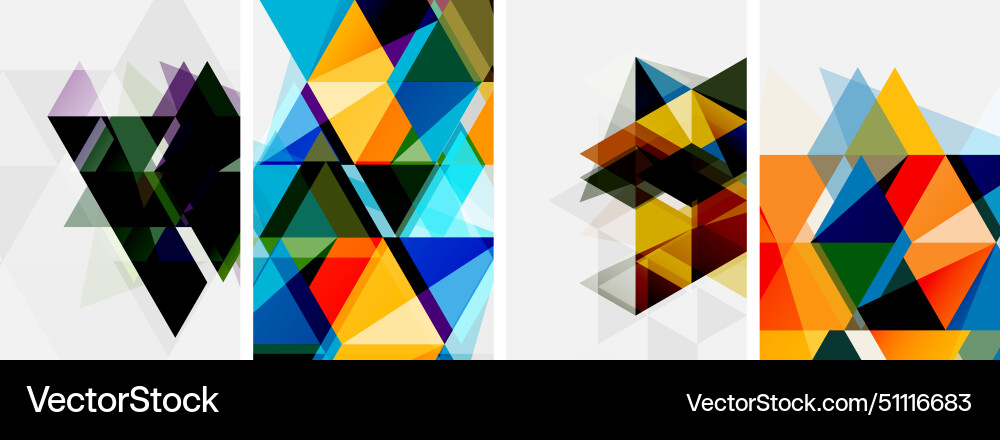 A set of four colorful geometric shapes on white Vector Image