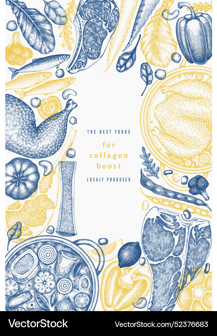 Collagen diet design template hand drawn healthy Vector Image