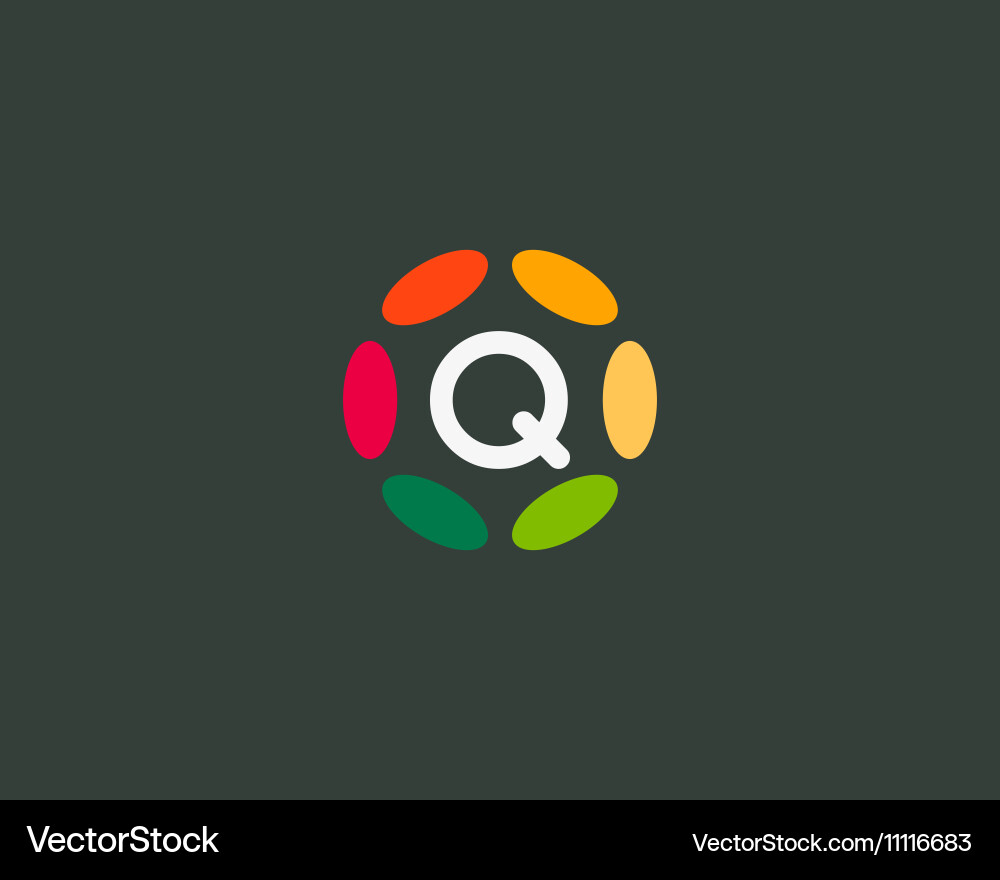 Color letter q logo icon design hub frame Vector Image